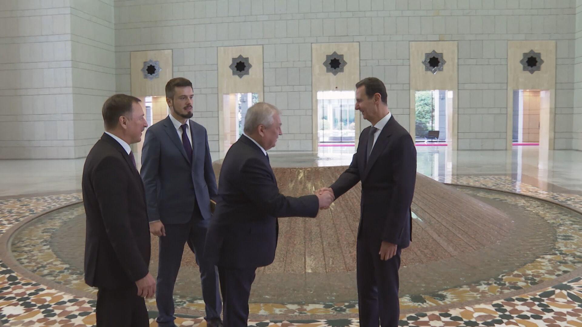 Syria President Al Assad Meets Russian Presidents Envoy Lavrentiev In